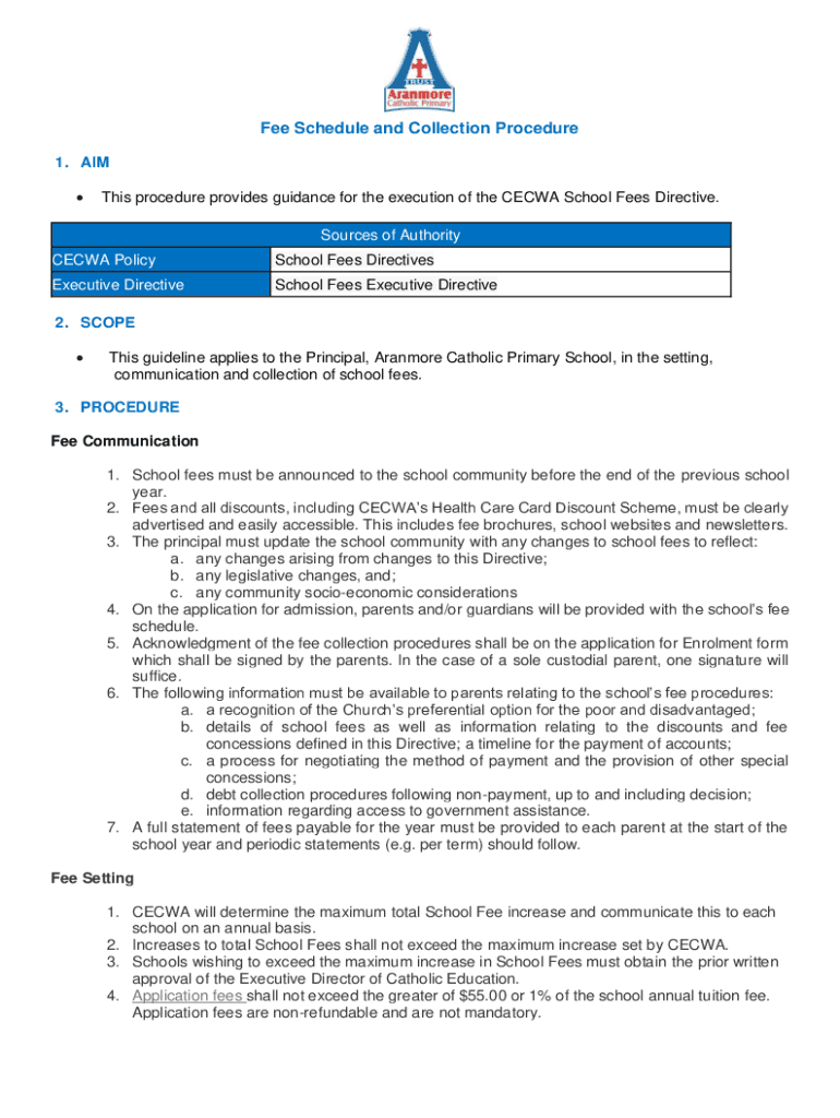 Fillable Online SCHOOL FEES: SETTING AND COLLECTION STATEMENT Fax Email ...