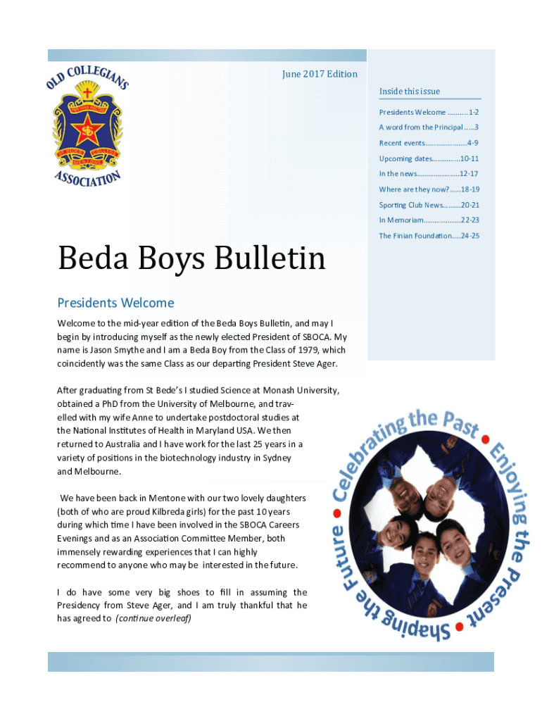 Fillable Online Beda Boys Bulletin - Melbourne - St Bede's College Fax Email Print - pdfFiller