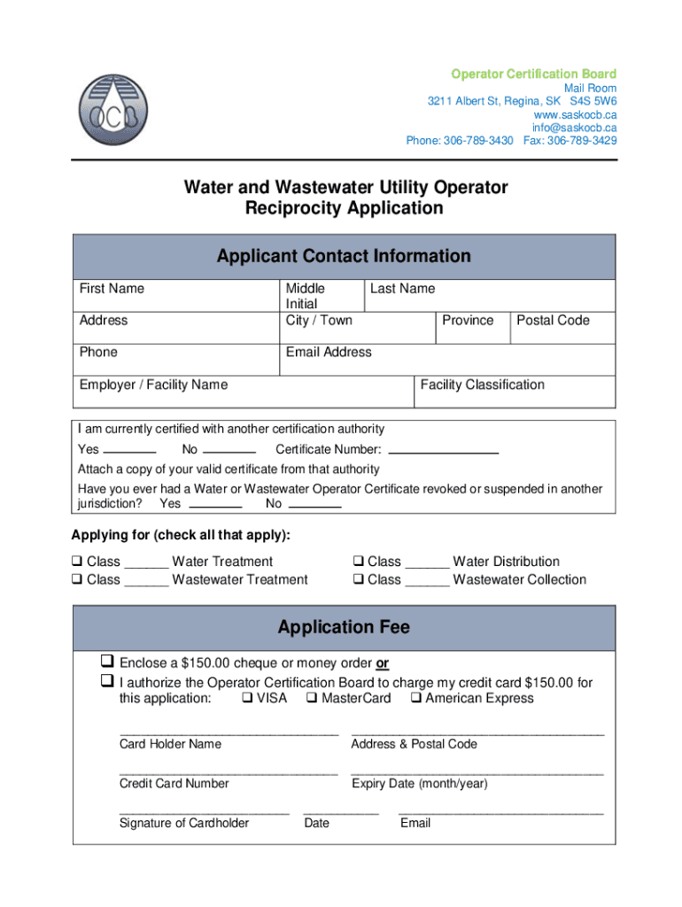 Fillable Online Water & Wastewater Operator Certification Program Guide ...
