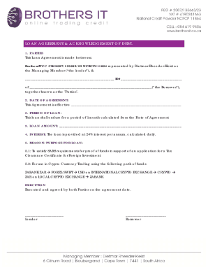 Fillable Online brothersit co Loan Agreement Templates & Forms Fax ...