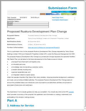 Fillable Online Submission Form - Proposed Ruakura Development Plan ... Fax Email Print - pdfFiller