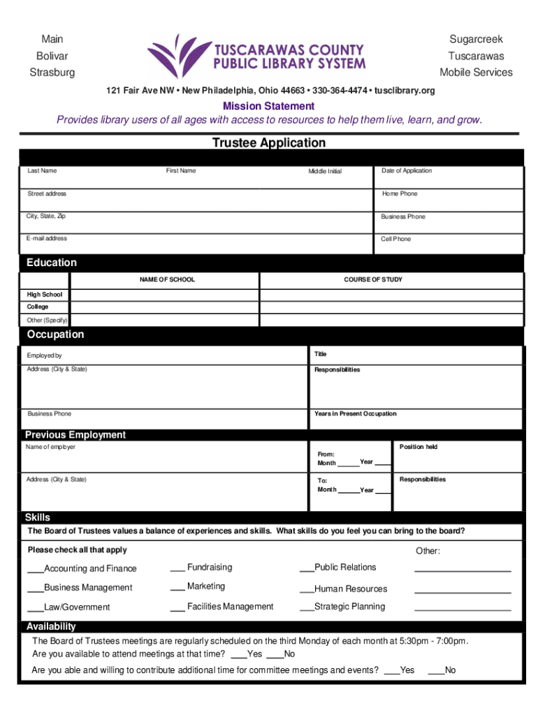 Fillable Online Contact Us formTuscarawas County Public Library Fax Email Print - pdfFiller