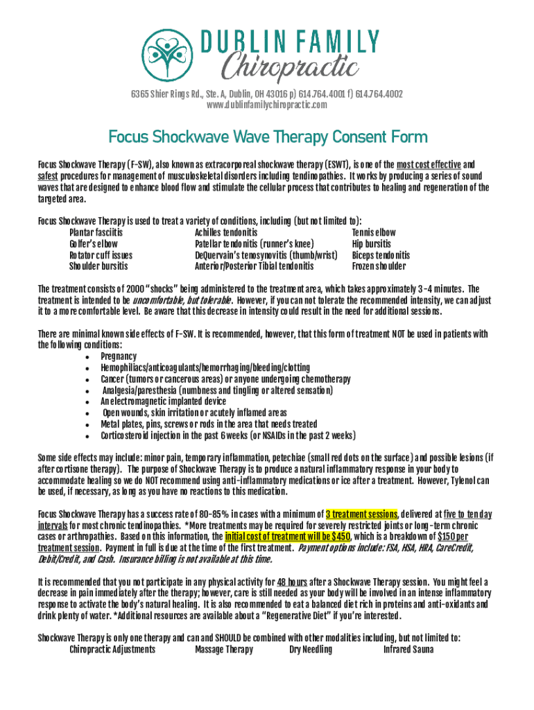 Fillable Online Extra-Corporeal Radial Shockwave Therapy Consent Form ...