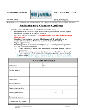 Fillable Online Application for a Clearance Certificate - Midstream Fax Email Print - pdfFiller