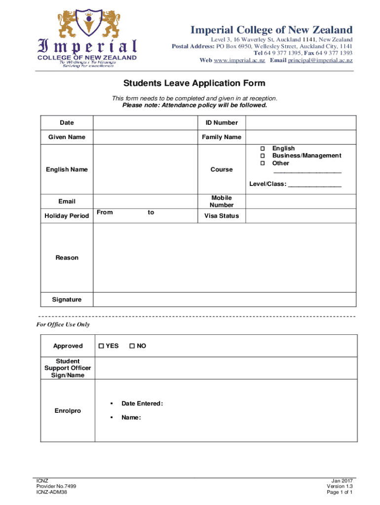 Fillable Online Imperial College of New Zealand reviews and school details Fax Email Print ...