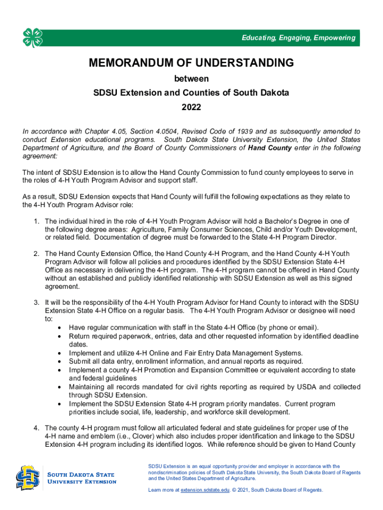 Fillable Online hand sdcounties SDSU Extension receives $1 million ...