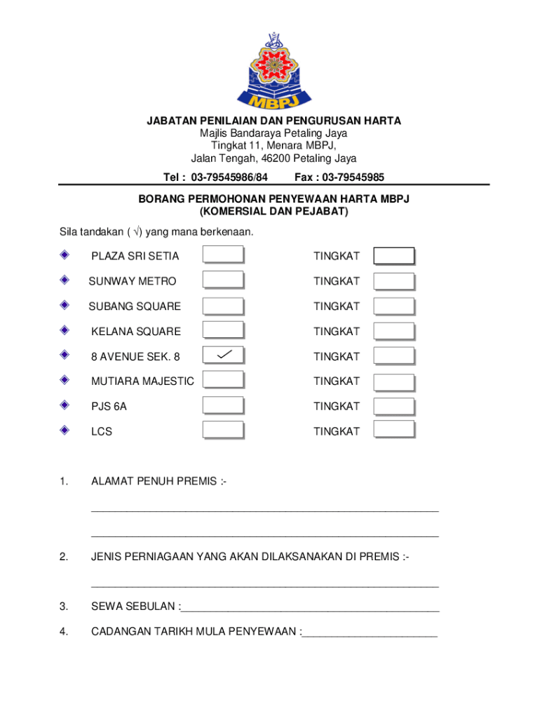 Fillable Online BORANG-BORANG ONLINE JABATAN PENILAIAN DAN ... Fax ...