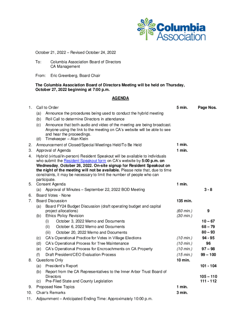 Fillable Online Eric Greenberg, Board Chair Fax Email Print - pdfFiller