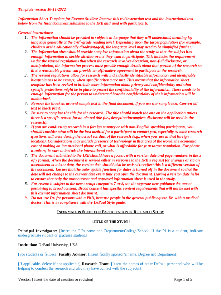 Exempt Ination Sheet Template - offices depaul Doc Template | pdfFiller