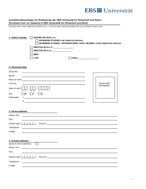 Fillable Online EBS University of Business and Law Fax Email Print ...