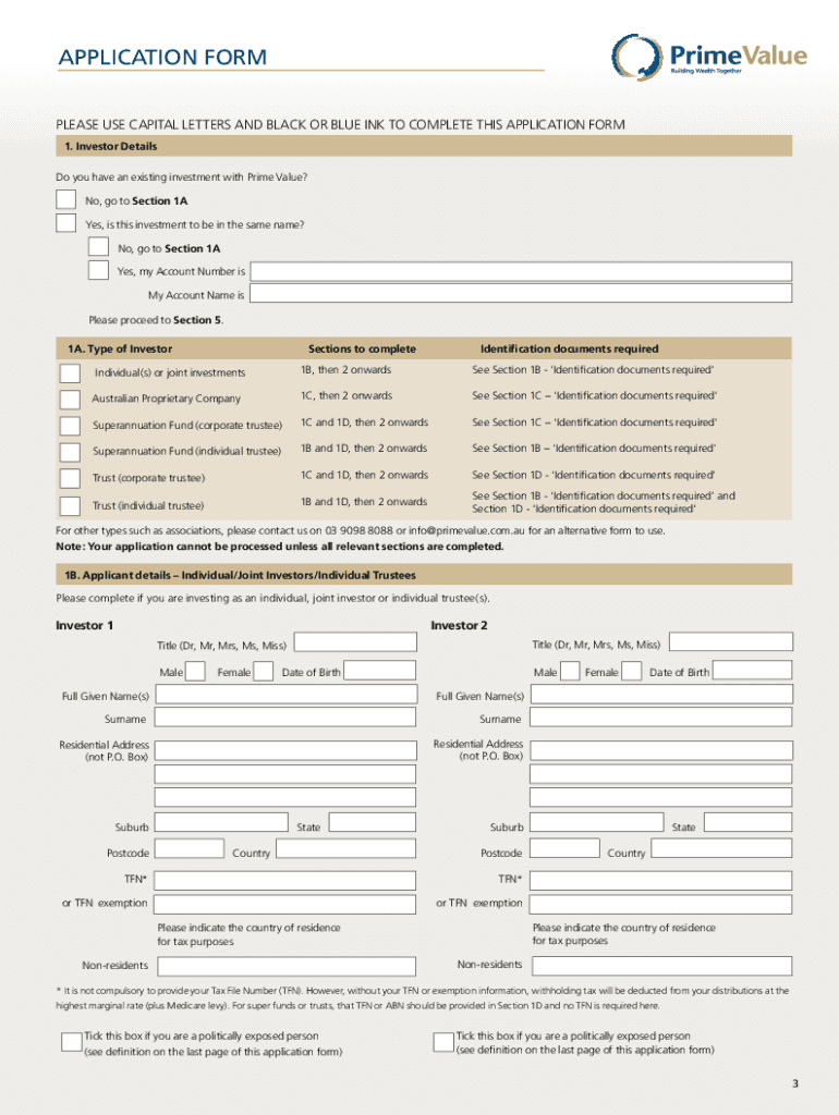 Fillable Online PRIME VALUE FUNDS - ADDITIONAL APPLICATION FORM Fax Email Print - pdfFiller