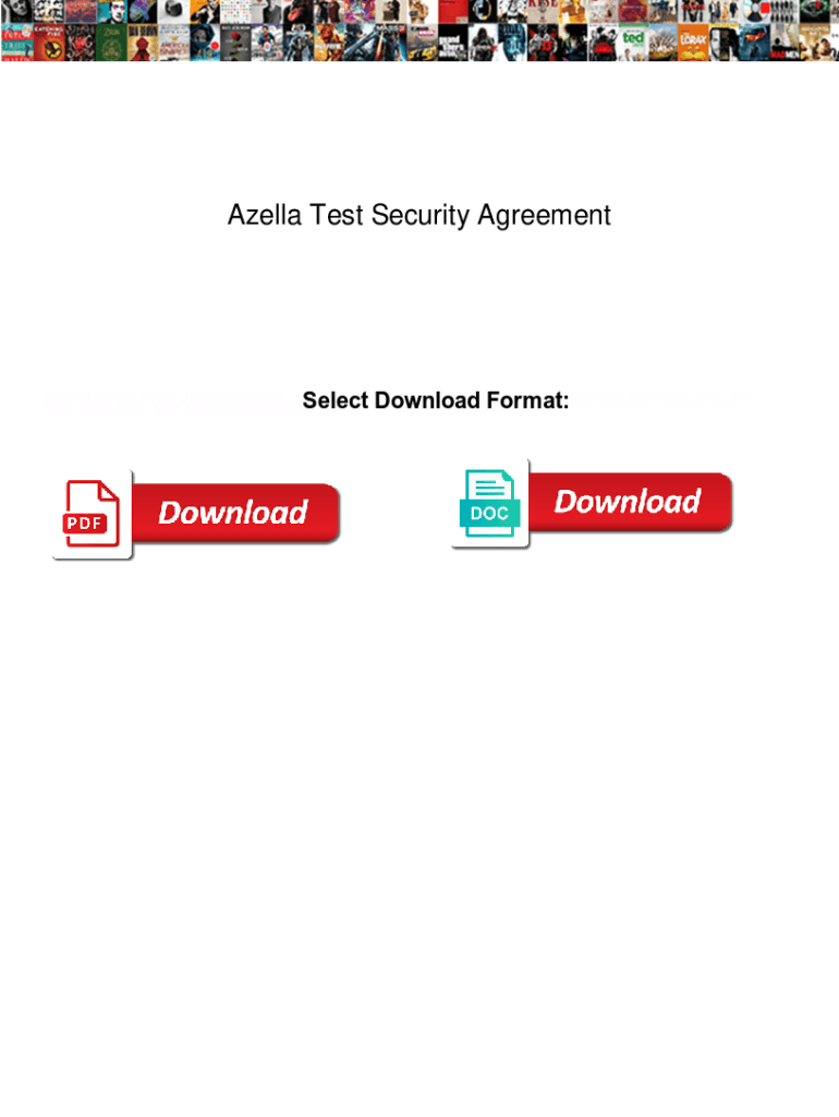 Fillable Online Azella Test Security Agreement. Azella Test Security ...