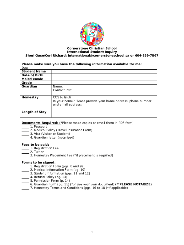 INATION FOR NEW STUDENTS Doc Template | pdfFiller