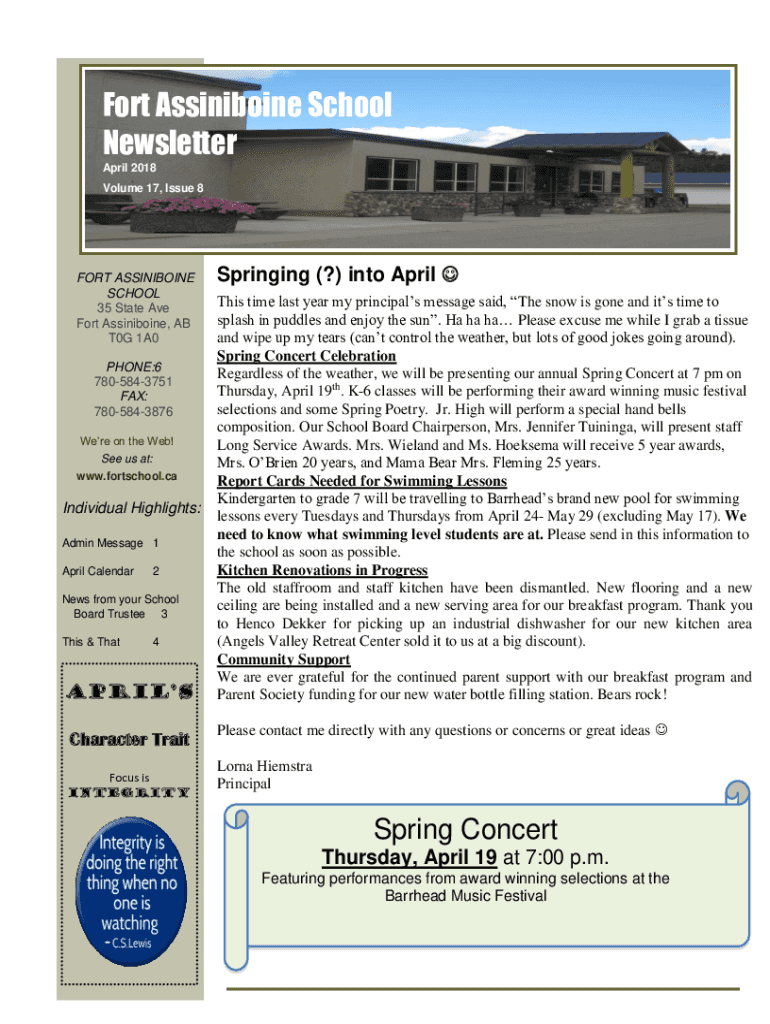 Fillable Online Fort Assiniboine School - Committed to Excellence in Learning Fax Email Print ...