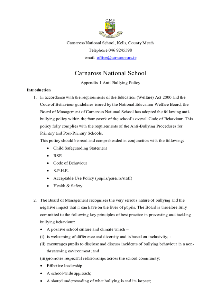 Fillable Online School Policies - Acre Hall Primary School Fax Email ...