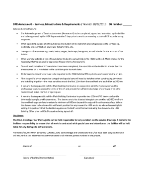 Fillable Online BRR Annexure H - Acknowledgement of Services / Revised ...