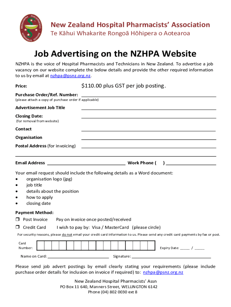 Fillable Online nzhpa org The New Zealand Hospital Pharmacy Association ...