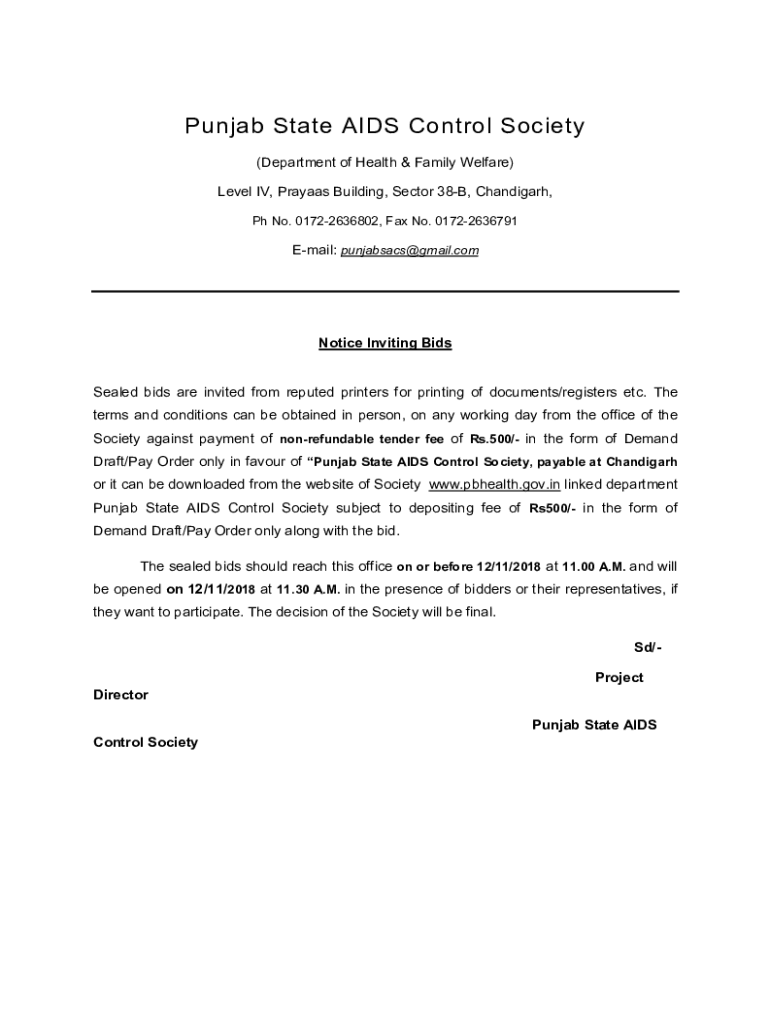 Fillable Online Punjab State AIDS Control Society Government of Punjab, India Fax Email Print ...