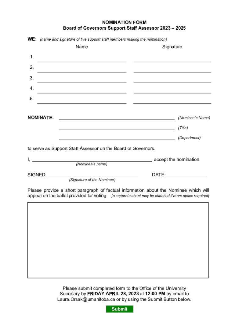 Fillable Online Procedures for the Election of Parent Governors ...