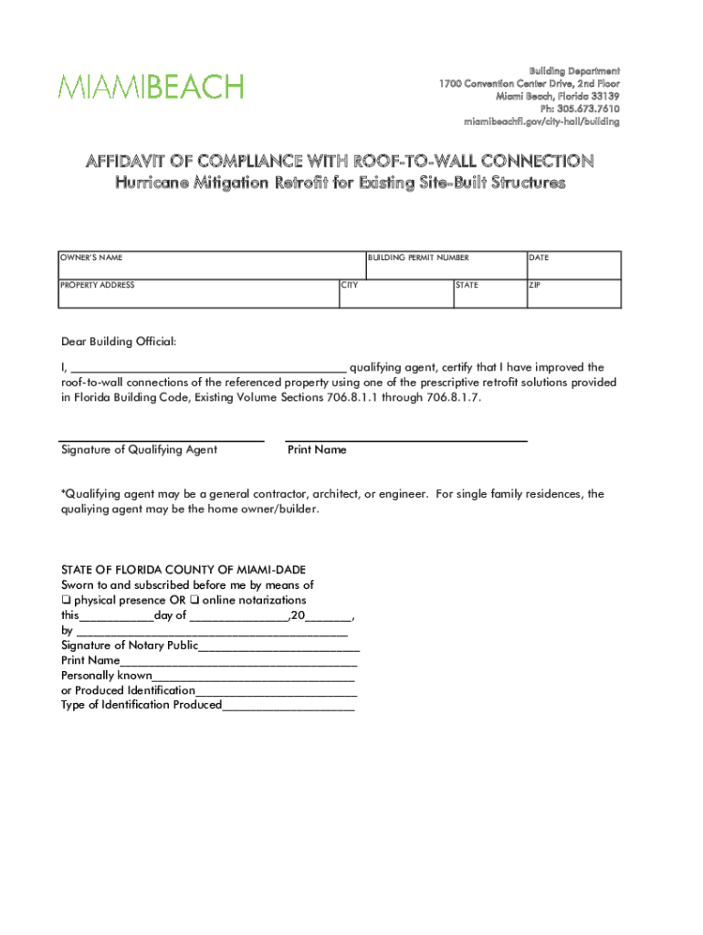 Fillable Online affidavit of compliance with roof decking attachment and Fax Email Print - pdfFiller
