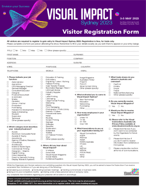 Fillable Online Visitor Registration Form - Visual Impact Fax Email ...