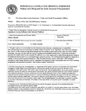 Fillable Online Notice and Request for Sole Source Procurement Fax Email Print - pdfFiller
