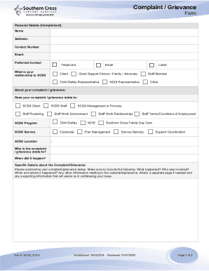 Fillable Online Complaint Grievance Form Fax Email Print - pdfFiller