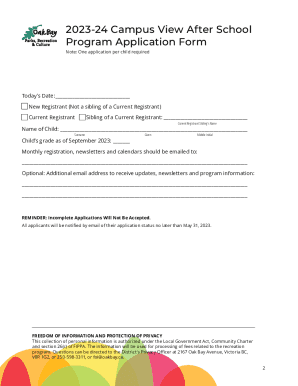 Fillable Online 2023-24 Campus View After School Program Application ...