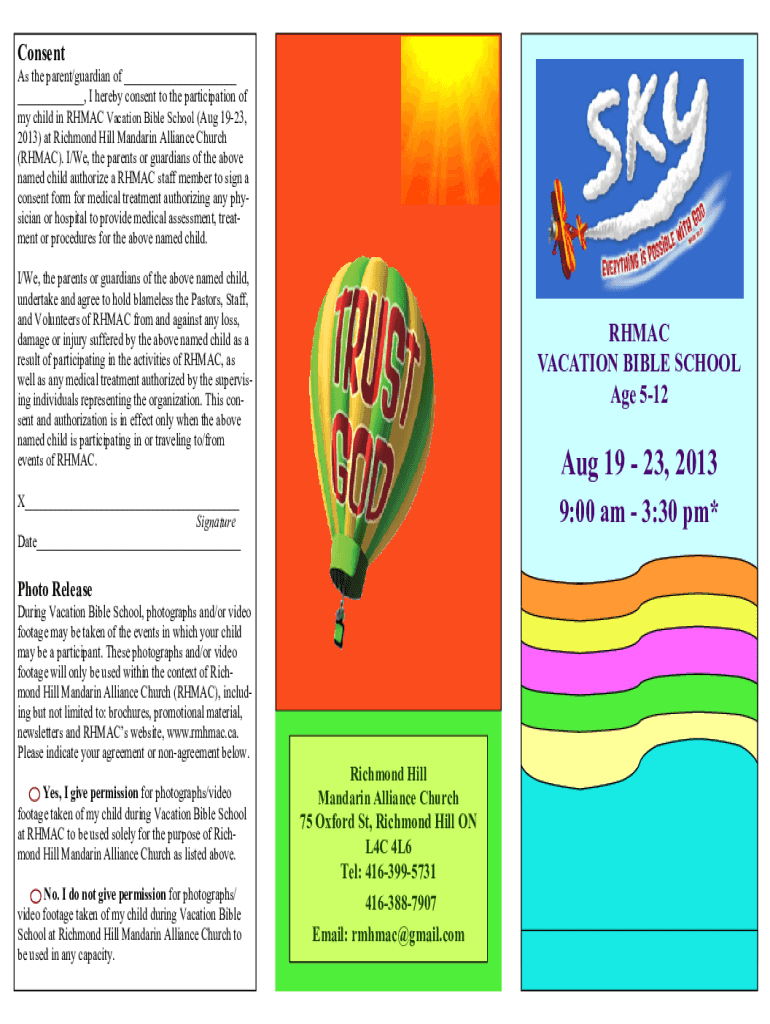 Fillable Online VBS Consent Form-1 Fax Email Print - pdfFiller