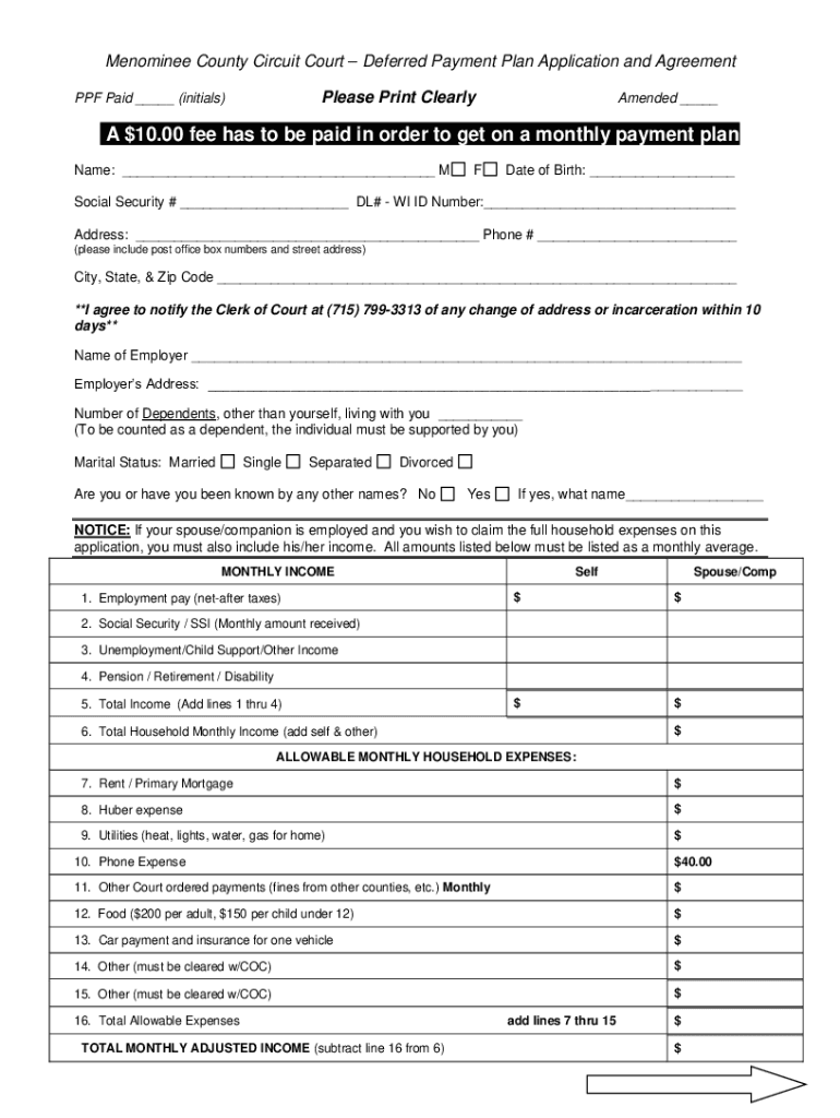 Fillable Online Motion and Affidavit for Installment Payments/To Amend Order ... Fax Email Print ...
