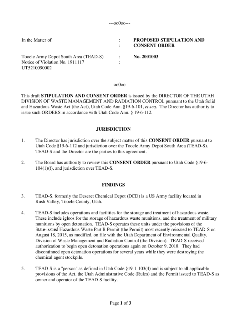 Fillable Online PROPOSED STIPULATION AND CONSENT ORDER ... Fax Email ...