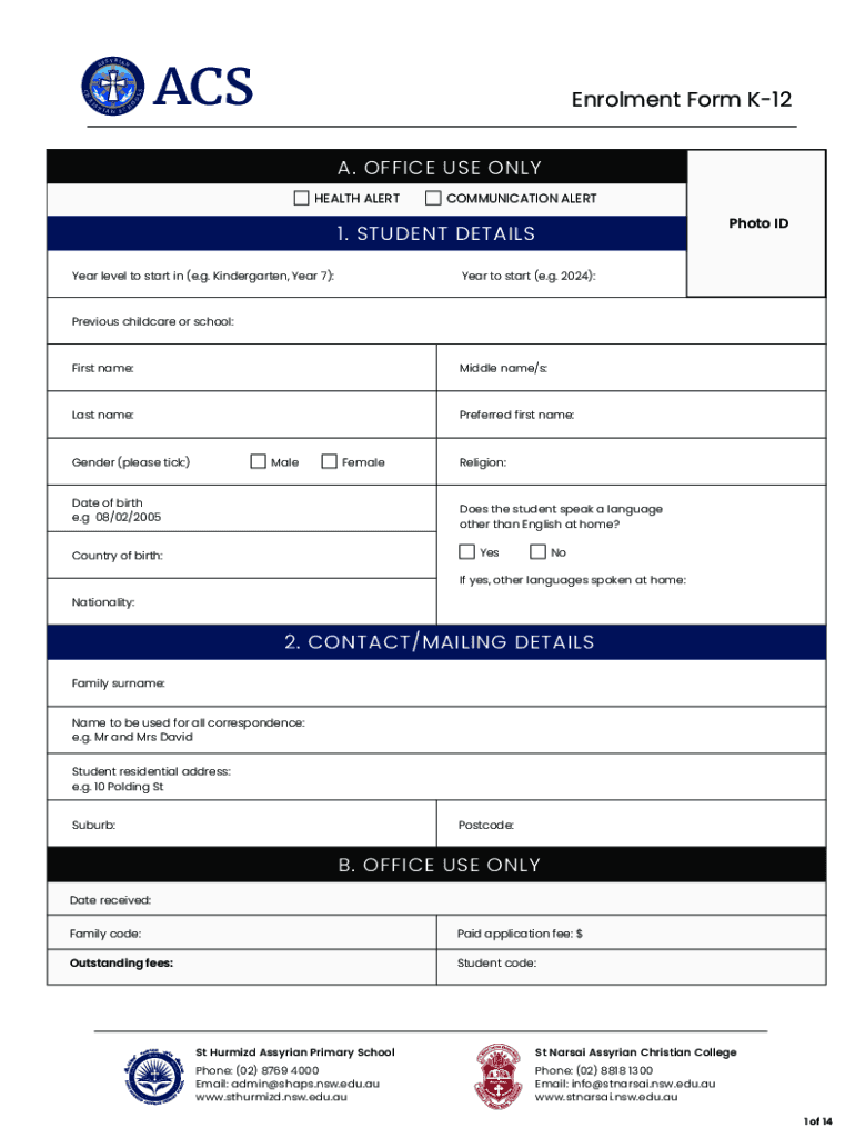 Fillable Online ACS Enrolment Form Fax Email Print - pdfFiller