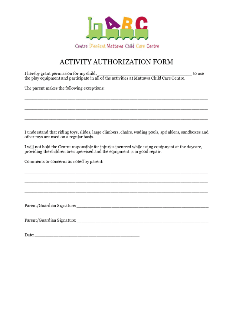 Fillable Online FormsMattawa Child Care Center Fax Email Print - pdfFiller