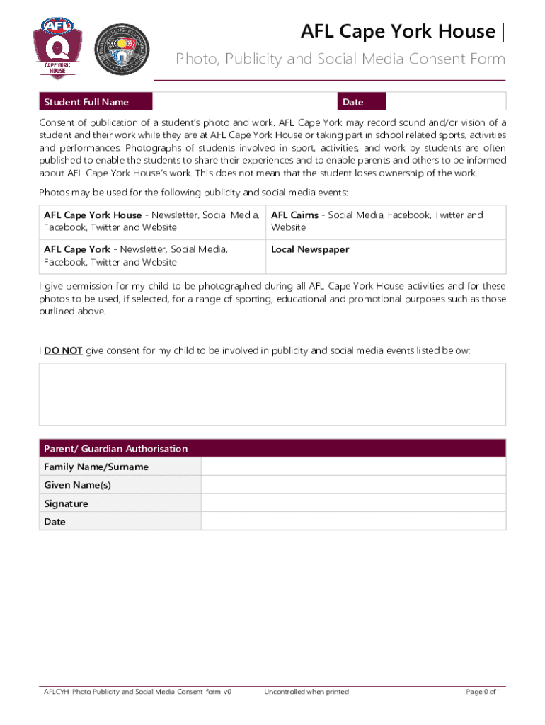 Fillable Online Photo, Publicity and Social Media Consent Form Fax ...