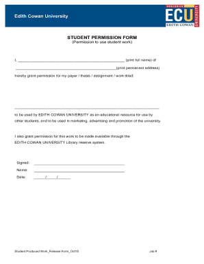 Fillable Online ECU Student Permission Form - Sign in Fax Email Print ...
