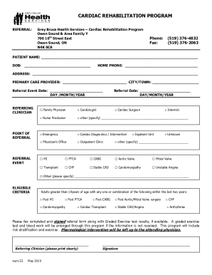 Fillable Online Referral Form for Cardiac Rehabilitation & Secodnary ...
