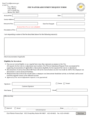 Fillable Online FEE WAIVER/ADJUSTMENT REQUEST FORM Fax Email Print ...