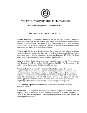 Fillable Online The Voluntary Separation Incentive Payment Program ...