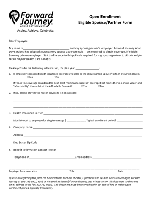 Fillable Online Spouse Open Enrollment Form Fax Email Print - pdfFiller