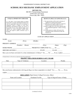 Fillable Online school bus mechanic employment application Fax Email ...