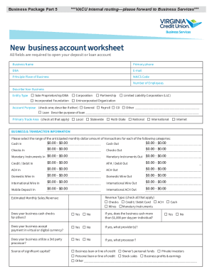 Fillable Online New business account worksheet Fax Email Print - pdfFiller
