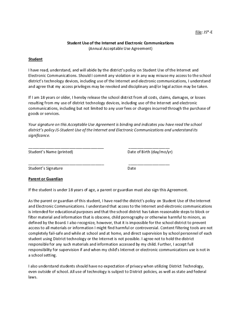 Fillable Online Admissions / Tech Usage Agreement Fax Email Print - pdfFiller