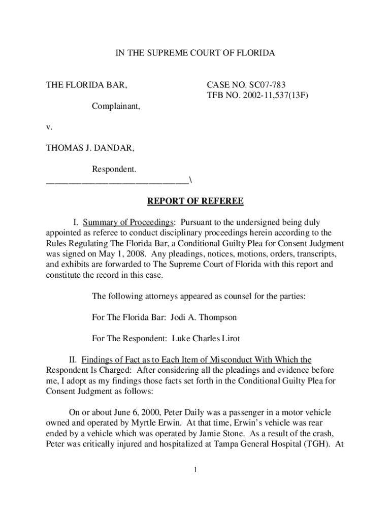 Fillable Online Rules Regulating The Florida Bar, a Conditional Guilty ...