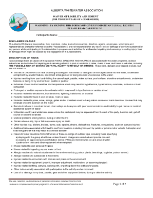 Fillable Online waiver of liability agreement warning - by signing this form ... Fax Email Print ...
