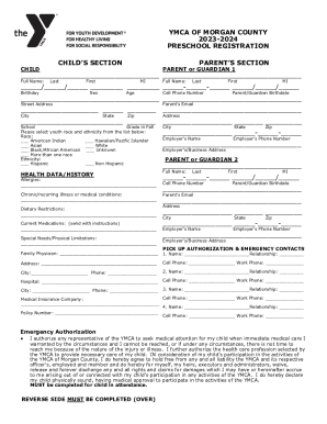 Fillable Online YMCA of Morgan County Preschool Fax Email Print - pdfFiller