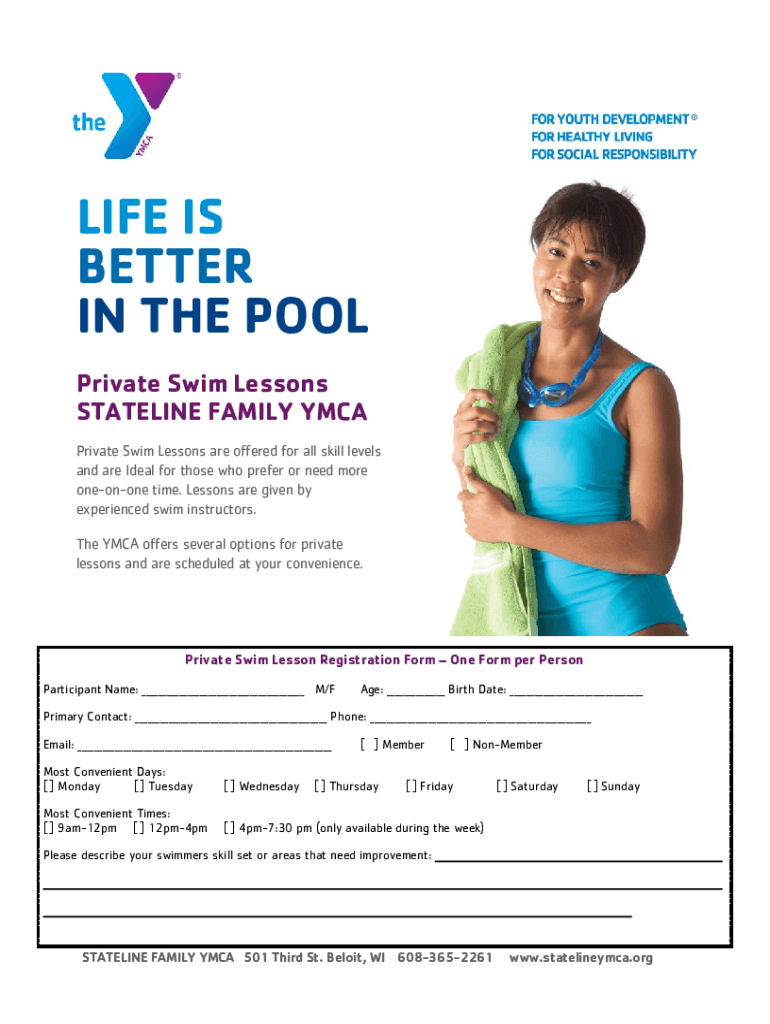 Fillable Online Preschool Swim Lessons - Ages 6 mo5 yrs Fax Email Print - pdfFiller