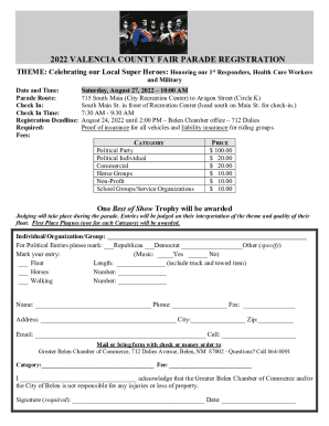 Fillable Online Register Your Entry for the Valencia County Fair Parade ...