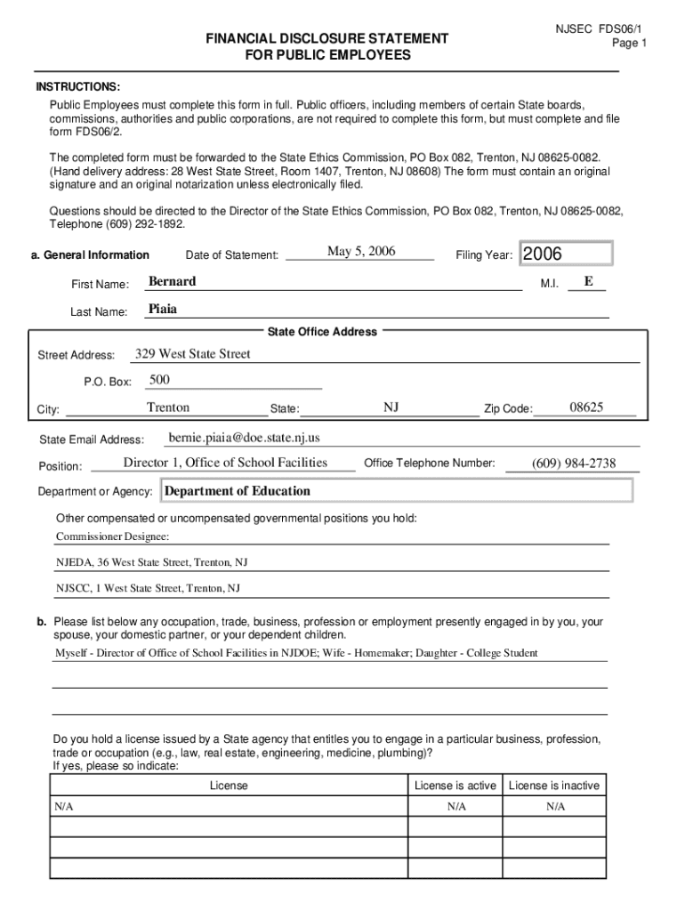 Fillable Online Statement of Financial Interests (SFI) (G.L. c. 268B ...