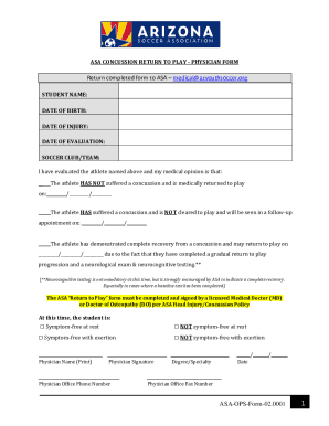 Fillable Online Concussion Procedure and Protocol Info Form for ... Fax ...
