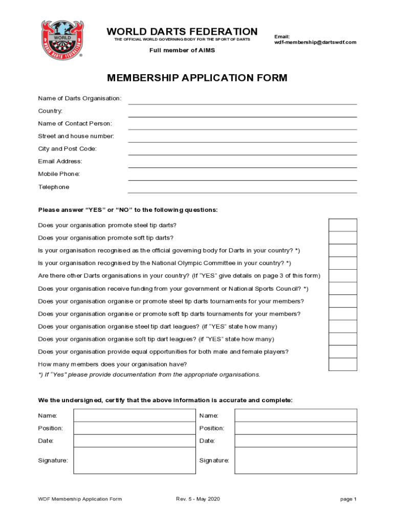 Fillable Online WDF Membership Application Form Fax Email Print - pdfFiller